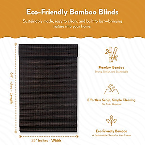 RADIANCE 2208824E Cordless Bamboo Roman Shade Espresso 23" W X 64" L