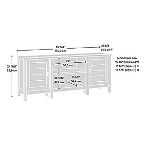 Sauder Cottage Road TV Credenza with Doors, L: 59.13" x W: 15.59" x H: 24.65", Mystic Oak Finish