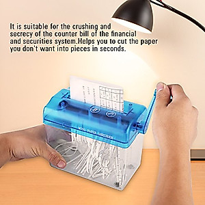 Portable Paper Shredder, A6 Portable Mini Manual Paper Cut Shredder for Office Home School 16 × 9 × 14.5 cm(Pink)