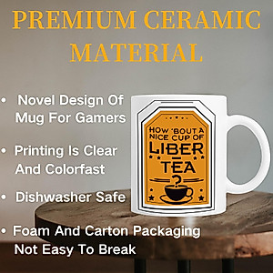 Liber Tea Mug Coffee Mug，Novelty Liber-Tea Cup 11 Ounce Gift For Gamers (White)
