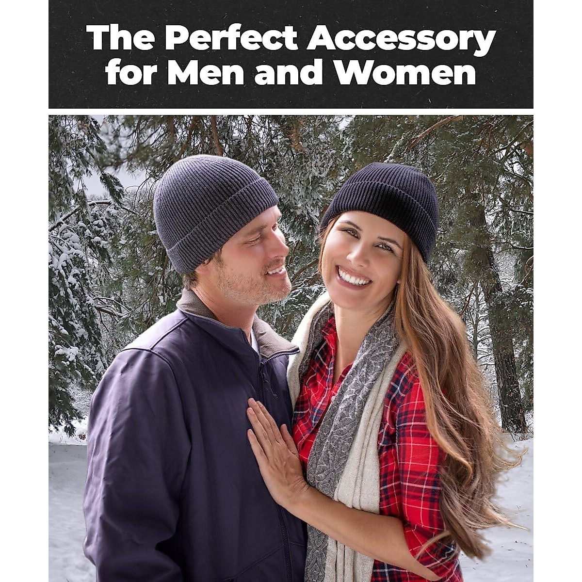 Cotton Cuffed Beanie - Men and Women - 100% Cotton - 10 Colors - Black