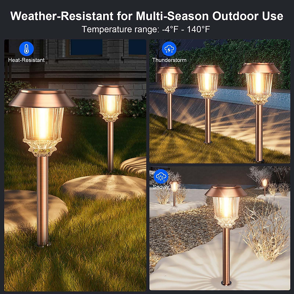 XMCOSY+ Solar Pathway Lights Outdoor - 6 Pack Solar Lights Outdoor Waterproof, 10-40 LM Dimmable Auto On/Off Solar Outdoor Lights Yard Garden Walkway Driveway (Warm White)