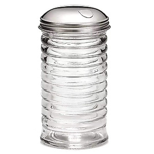 (Set of 2) Beehive Sugar Pourer and Powdered Creamer Dispenser Set, Glass with Stainless Steel Lids 12 ounce