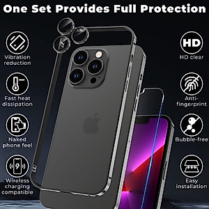 [3 IN 1] Aluminum Metal Bumper Case for iPhone 13 Pro Max, with 1 Pack iPhone 13 Pro Max Screen Protector & Camera Lens Protector, Drop Protection, Shockproof, Compatible with MagSafe, Graphite