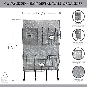 Cheung's FP-4037 Metal Wall Organizer with 4 Hooks and 3 Storage Slots