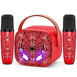 Mini Karaoke Machine Toys Gifts: Kids Toys Easter Birthday Gifts for 4 5 6 7 8 9 Years Old Girl Boy LED Portable Bluetooth Speaker with 2 Wireless Microphone Girl Boy Kid Adult Gift Age 3-12+