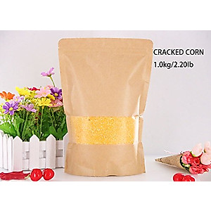 SumDirect Kraft Zip Lock Stand Up Bags Pouches with Notch and Matte Window,7X10 Inches,9.5oz,Pack of 50