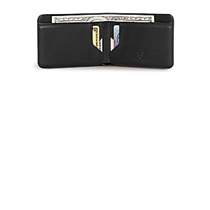 Vaultskin MANHATTAN Slim Minimalist Bifold Wallet and Credit Card Holder with RFID Blocking and Ideal for Front Pocket, Black
