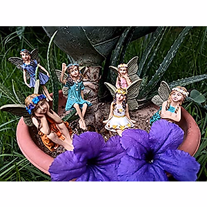 SisBroo Fairy Garden Accessories Outdoor Indoor, 6pcs Miniature Fairies Figurines for Pot Plants and Mini Garden Lawn Decorations