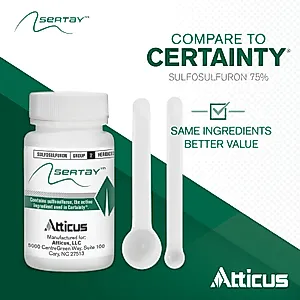 Sertay Herbicide (1.25 oz) by Atticus (Compare to Certainty) – Sulfosulfuron Weed Killer for Southern Lawns – Post Emergent Weed Control