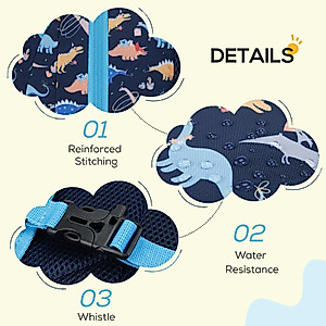 mommore 2-in-1 Kids Backpack, Insulated Lunch Compartment Dinosaur Toddler Backpack Kindergarten Preschool Bookbag for Boys, Lightweight Daycare Backpack with Chest Strap, Blue