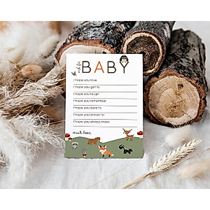 Woodland Wishes for Baby, 20 Pack – Cute Words of Wisdom for Babies, Neutral Baby Shower Game Planning, Guest Book Alternative, Parents Keepsake Activity, Wishing Well Birthday Ideas