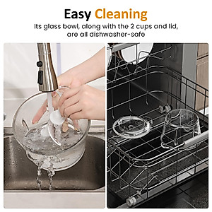 Sunvivi Electric Food Chopper, 4 in 1 Small Food Processor for Grinding Meat, Peeling Garlic & Juicing, 2 Speed Blender and Food Grinder Combo with 1.5L Glass Bowl & 2 Cups (0.4L+0.2L), Black