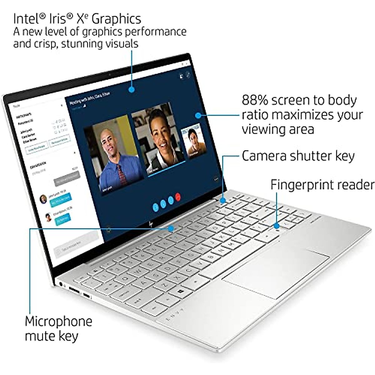 HP Envy 13.3" FHD Notebook Laptop, Quad Core Intel Core i5-1135G7, 8GB DDR4 RAM, 256GB PCIE SSD, Intel Iris Xe Graphics, Bluetooth, Backlit Keyboard, Fingerprint, HDMI Cable, Windows 10 Home, Silver