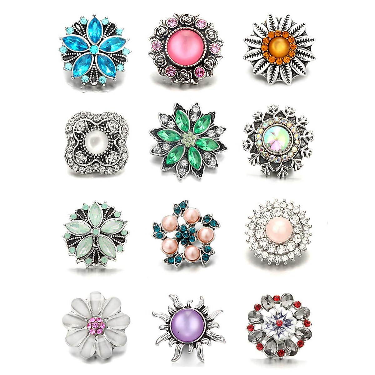 LOVGLISTEN 12pcs 20mm Snap Button Chunk Jewelry Charms Snap Bracelet Accessories for Women (8)