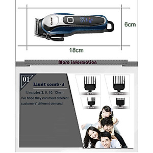 KEMEI 5-Star Rechargeable Razor Professional Hair Trimming Multigroom Beard Trimmer Kit for Face, Head, Body Hair Styling and Grooming LED Display with Stainless Steel Metal Housing Cordless/Cord…