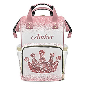 XIUCOO Print Pink White Personalized Diaper Bags Waterproof Backpack Shoulder Daypack for Mother's Day Gifts