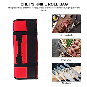 DOITOOL 1PCS Chef Knife Roll Bag for Chefs, 22 Slots Portable Chef Knife Case Storage Roll Bag with Carry Handle (Red)