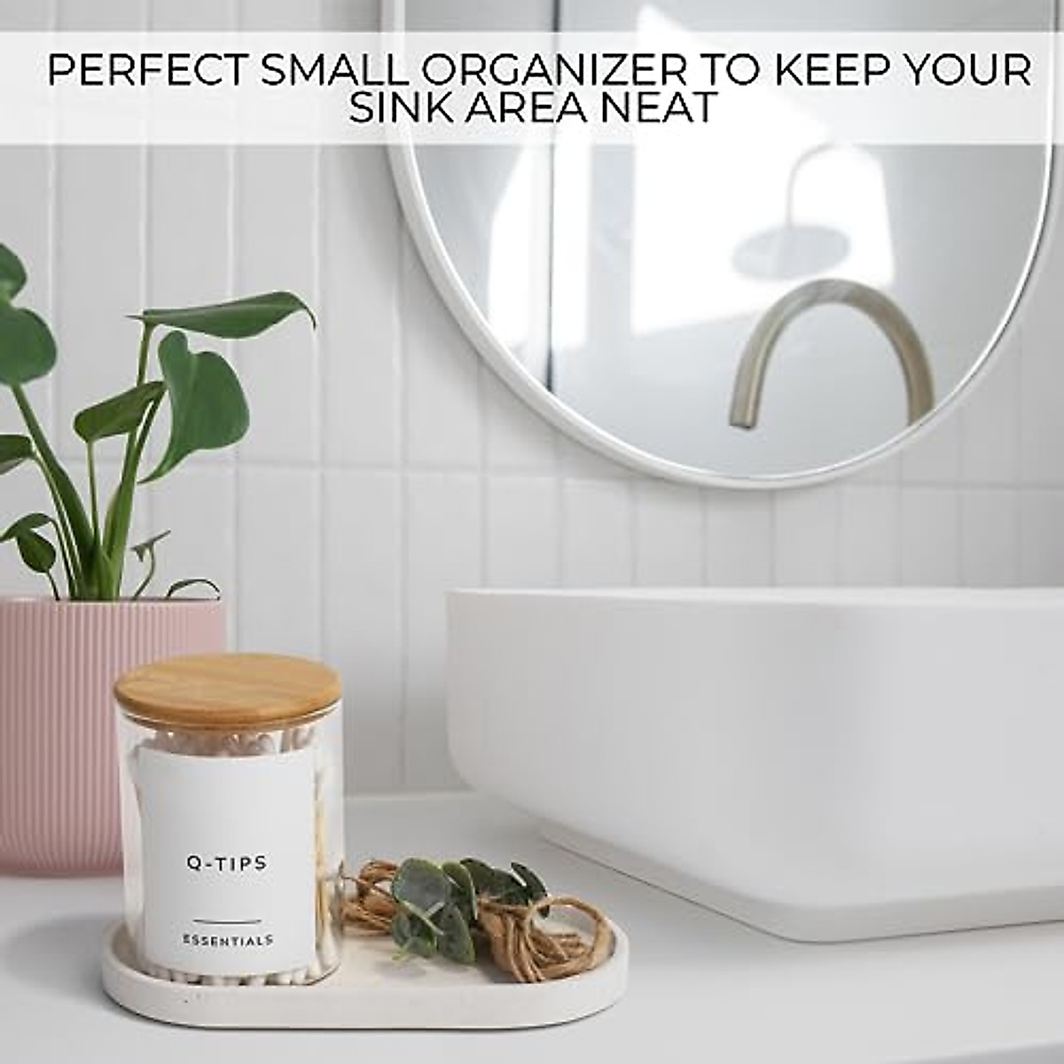 Decorative Bathroom and Vanity Tray - A Modern Concrete Tray to Beautifully Display Lotion & Soap Dispensers On Your Bathroom Counter - This Perfect Small Organizer Keeps Your Kitchen Area Neat