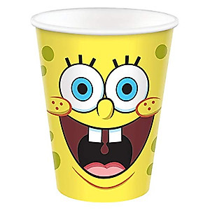 B-THERE Spongebob Squarepants Party Pack for 16 Guests - 16 Dinner Plates, Napkins, Cups, Cutlery Sets, and Stickers