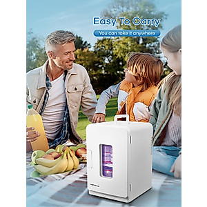 NORTHCLAN Mini Fridge for Bedroom, 15 Litre/21 Cans Portable Mini Refrigerator with AC/DC Power for Office, Dorm and Car, White