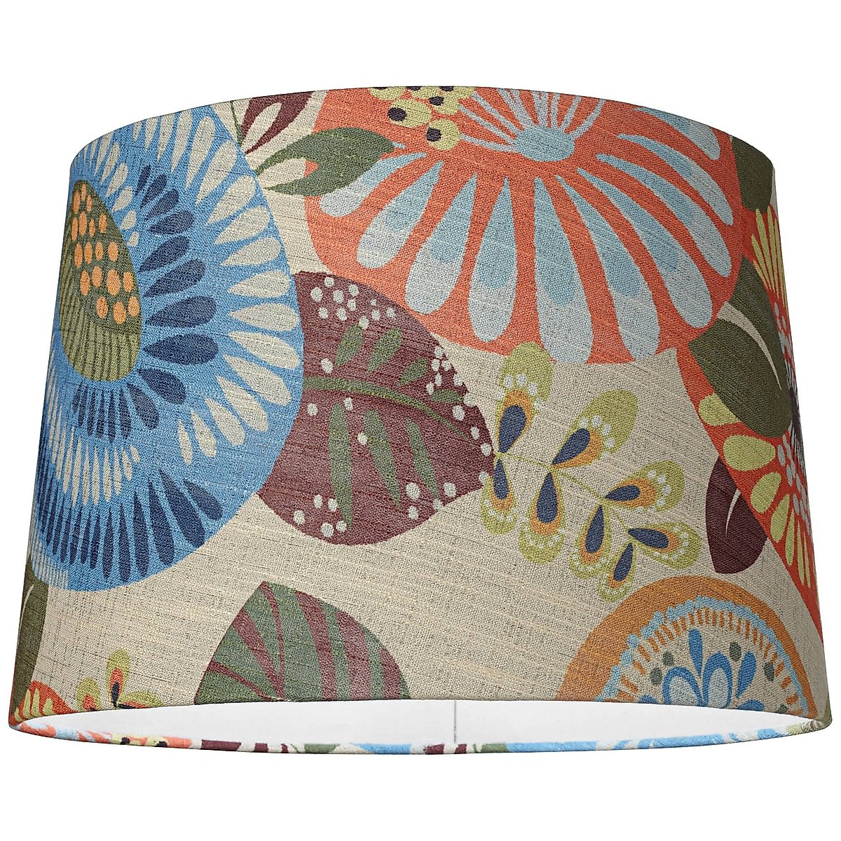 Set of 2 Tapered Drum Lamp Shades Multi Color Tropic Abstract Floral Medium 14" Top x 16" Bottom x 11" Slant Spider with Replacement Harp and Finial Fitting - Springcrest