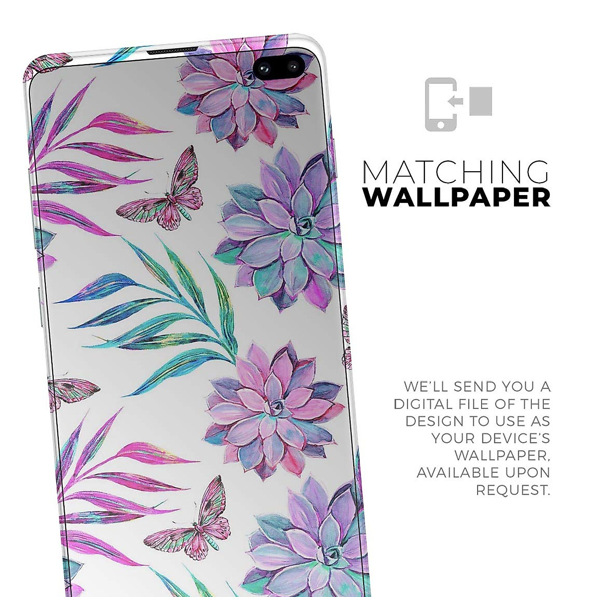 DesignSkinz Watercolor Succulent Bloom V17 Protective Vinyl Decal Wrap Skin Cover Compatible with The Samsung Galaxy S20 (Screen Trim & Back Glass Skin)