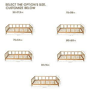 BUSYWOOD Montessori Frame Bed - Home and Bedroom Decor Furniture - Montessori Bed with Fence in Playroom - Full Size Bed Frame - Kids Bed - Toddler Bed Frame (Model 10, Bed with Legs and Slats)