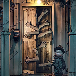 KatchOn, 3D Halloween Door Stickers - 79x30 Inch | Halloween Door Decorations, Halloween Door Decals for Halloween Decorations Door | Halloween Front Door Stickers for Halloween Party Decorations