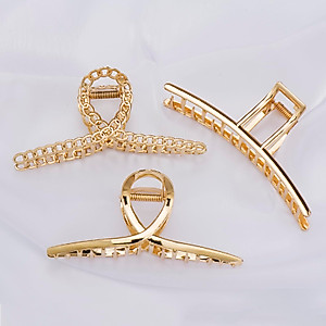 Mehayi 3 PCS Metal Large Hair Claw Clips for Thick Heavy Hair, Big Non-Slip Hair Catch Barrette Jaw Clamp, Strong Hold Claw Barrettes for Long Hair, Fashion Hair Styling Accessories for Women Girls