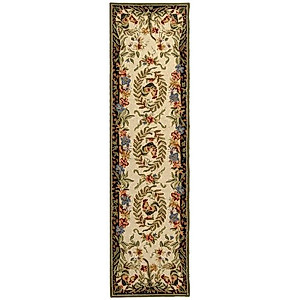 SAFAVIEH Chelsea Collection 2'6" x 10' Cream / Black HK92A Hand-Hooked French Country Wool Runner Rug