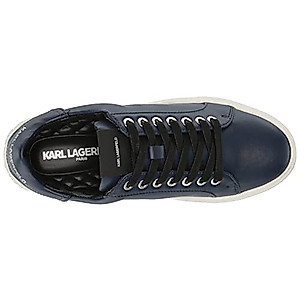 Karl Lagerfeld Paris Men's Recycled Leather Low top Sneaker, Navy, 9