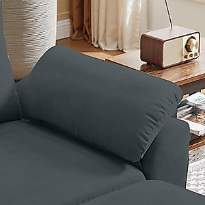 Pingliang Home 79" Convertible Sectional Sofa, Small L Shaped 3-Seat Couch with Reversible Chaise, Modern Linen Sofas Couches for Living Room, Apartment and Small Space, Dark Grey