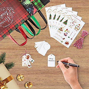 ZUIYIN 12Pcs Extra Large Christmas Gift Bags With Gift Tags, Gift Bags Reusable Shopping Bags have Santa Claus Plaid Merry Christmas ​Pattern of Gift Bag for Christmas Party, Christmas Surprise