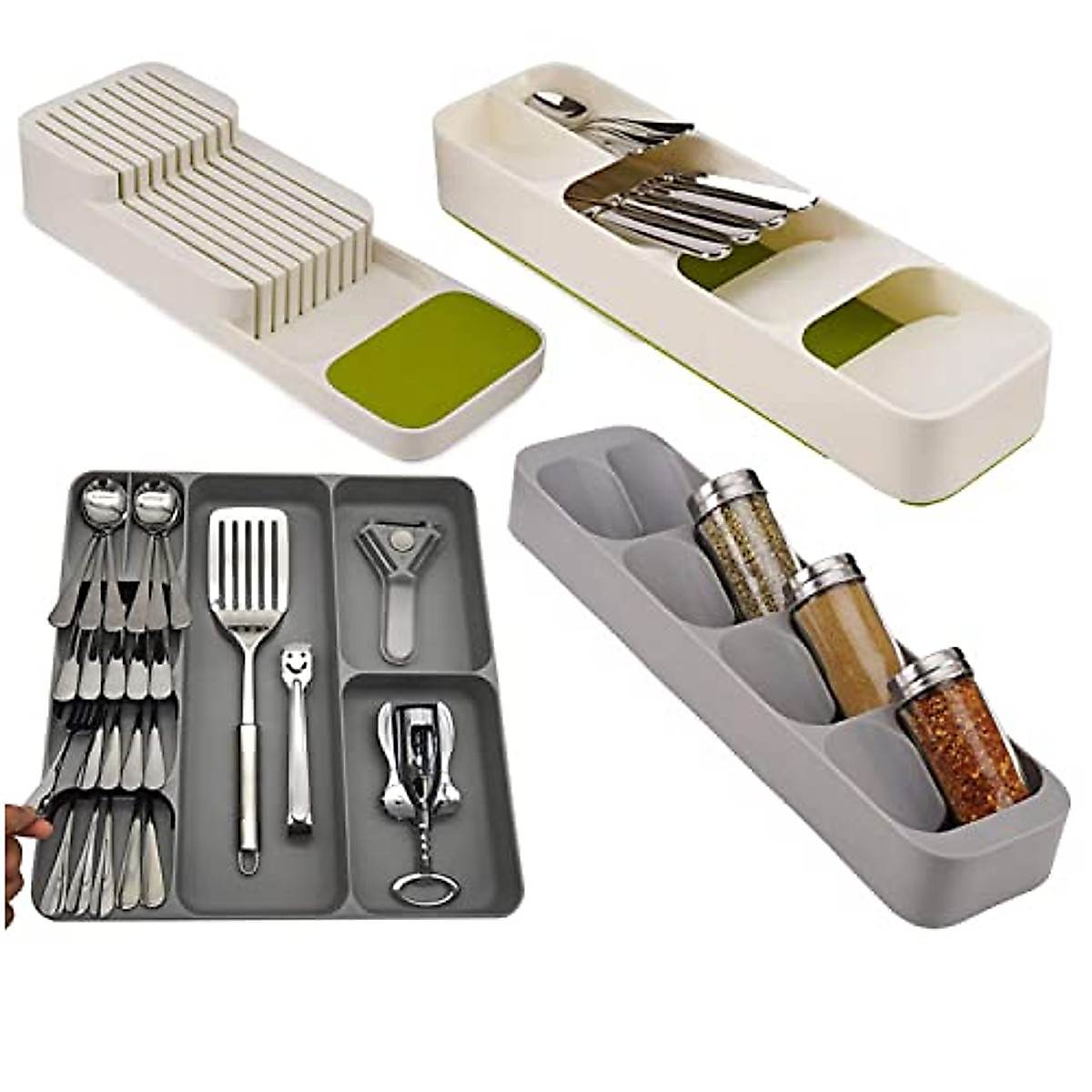 SHANIABELLE Kitchen Storage Tray Box Kitchen Drawer Organizer Silverware Organizer for Fork Partition Storage Cutlery Spoon Knife