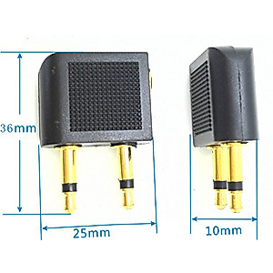 zdyCGTime 2Pack Golden Plated Airline Airplane Flight Headphone Adapters,3.5mm to 2 x 3.5mm Airplane Airline Travel Headphone Earphone Adapter.