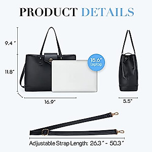 Missnine Women Laptop Bag 15.6 in Vegan Leather Briefcase Large Laptop Purse Work Tote Bag for Office Business