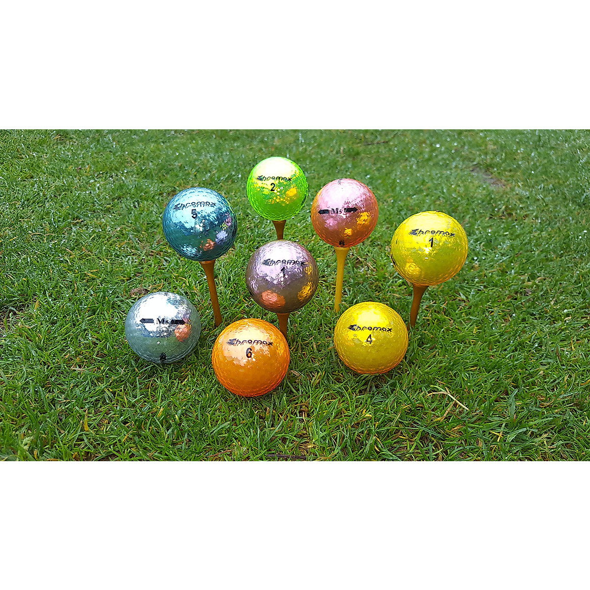 Chromax Metallic M5 Colored Mixed Golf Balls (Pack of 6), Assorted
