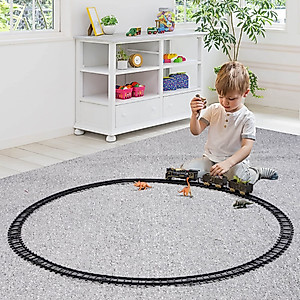 Dinosaur Toys Train Set for Boys with Tracks & 6 Mini Dinosaur Figures, Electric Train Sound & Light, Ideal for Dinosaur Birthday Decorations, Toddler Gift Toys for Kids 3-5 Dino Party Favor Supplies