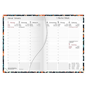 Idena 11026 - Weekly Planner 2024, Flower Meadow, DIN A6, 128 Pages, Hardcover Cover, Diary, Book Calendar