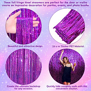 OHOME Hot Pink Tinsel Curtain Party Backdrop Foil Fringe Metallic Laser Party Streamers Birthday Disco Bachelorette Bridal Wedding Graduation Baby Shower Decor Party Decorations,2 Pack,3.3ftx8.2ft