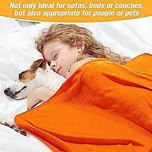 15 Pieces Fleece Blankets Bulk 50 x 60 Inch Double Sided Ultra Soft Fleece Throw Blankets Bulk Lightweight Warm Cozy Airplane Blanket Pet Blankets for Home Office Wedding Gifts Outdoor Use (Orange)