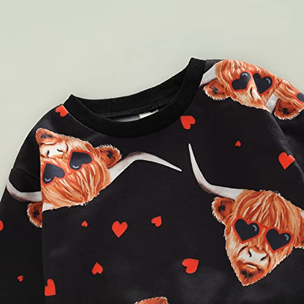 Newborn Baby Valentine's Outfits Set Infant Boy Girl Crewneck Sweatshirt Elastic Waist Pants Heart Print Fall Spring Clothes (Orange,18-24 Months)