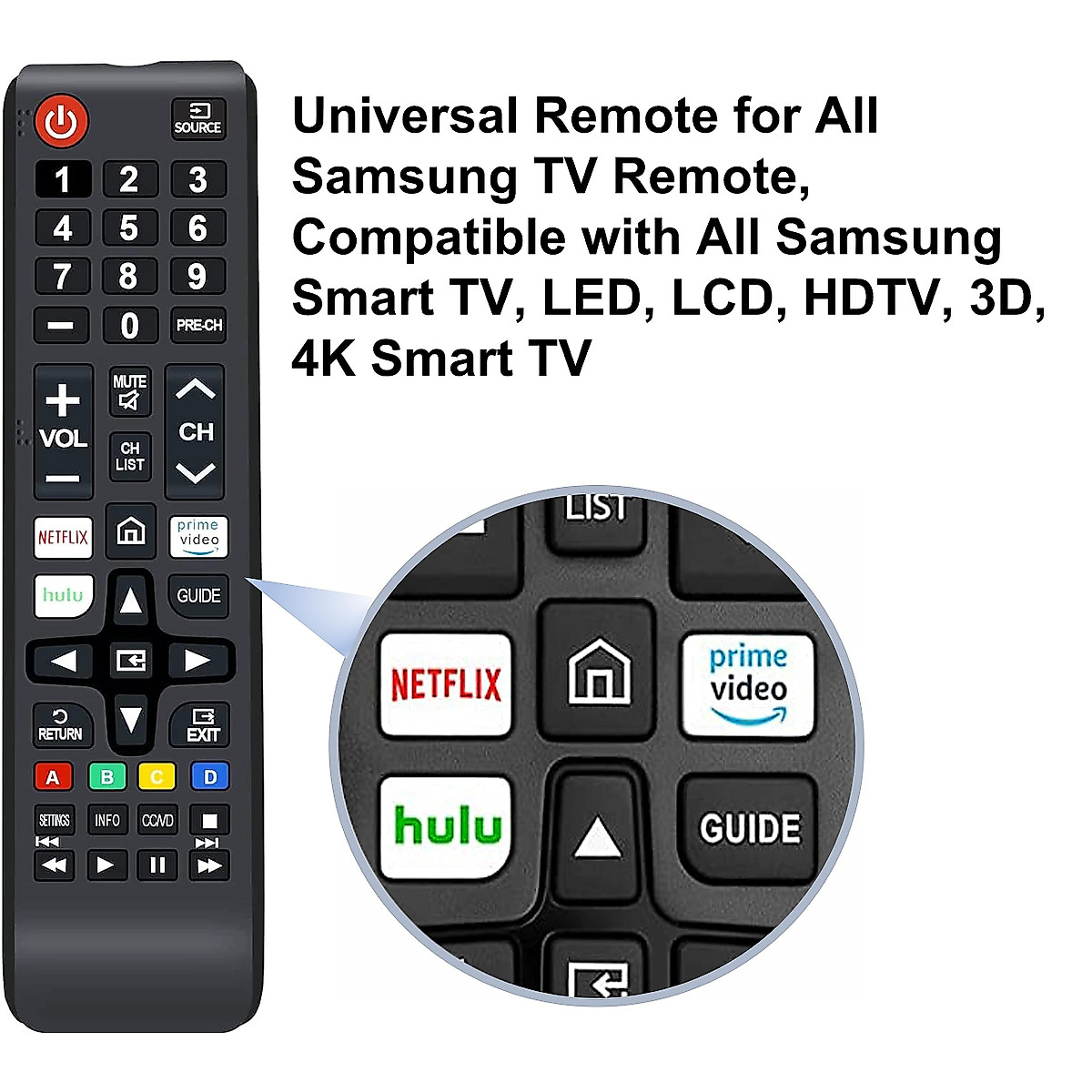 Universal Remote Control for All Samsung-TV-Remote, Compatible with All Samsung LCD LED HDTV 3D Smart TVs