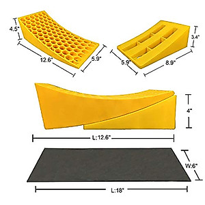 HOXWELL Heavy Duty RV Leveling Blocks Wheel Chocks Leveler, Rubber Non Slip Base Without Rope for Travel Trailers, Car, Camper, Truck 2 Pack Yellow