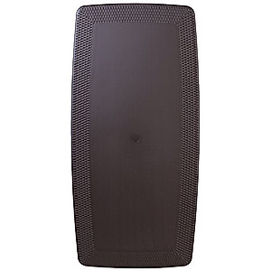 Flash Furniture Elon 5.62-Foot Brown Rattan Indoor-Outdoor Plastic Folding Table with Umbrella Hole