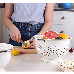 Rorence Powder Coated Steel Colander Set of 2 - White