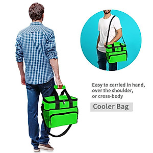 Kigai Insulated Cooler Lunch Bag,Plain Neon Green Solid Color Reusable Leakproof Lunch Box Cooler Bag for Women and Men Work Picnic Beach,with Detachable Shoulder Strap…