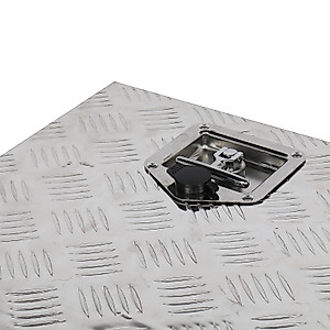 MOTORHOT 42" W x 18" H x 17" D Aluminum Truck Tool Box with Lock & Keys, Diamond Plate Truck Underbody Toolbox Trailer Pickup Truck Bed ATV RV Box Storage Organizer, Silver