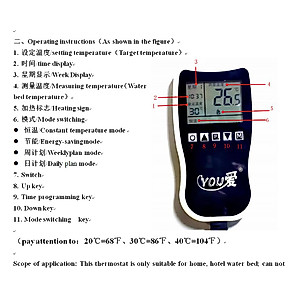 250 W Waterbed Heater - Safe and Durable Softside Waterbed Heater with Lcd Display, Multi-mode Adjustable Smart Thermostat